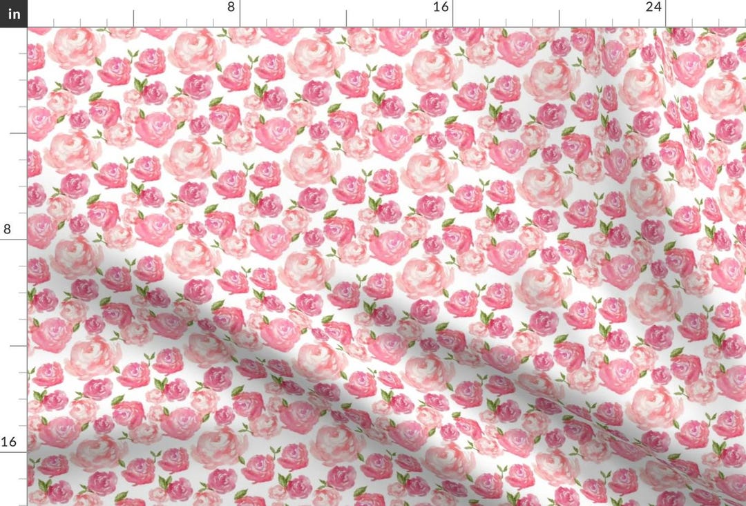 Watercolor Pink Roses Fabric - Watercolor Floral Small by Laurapol ...