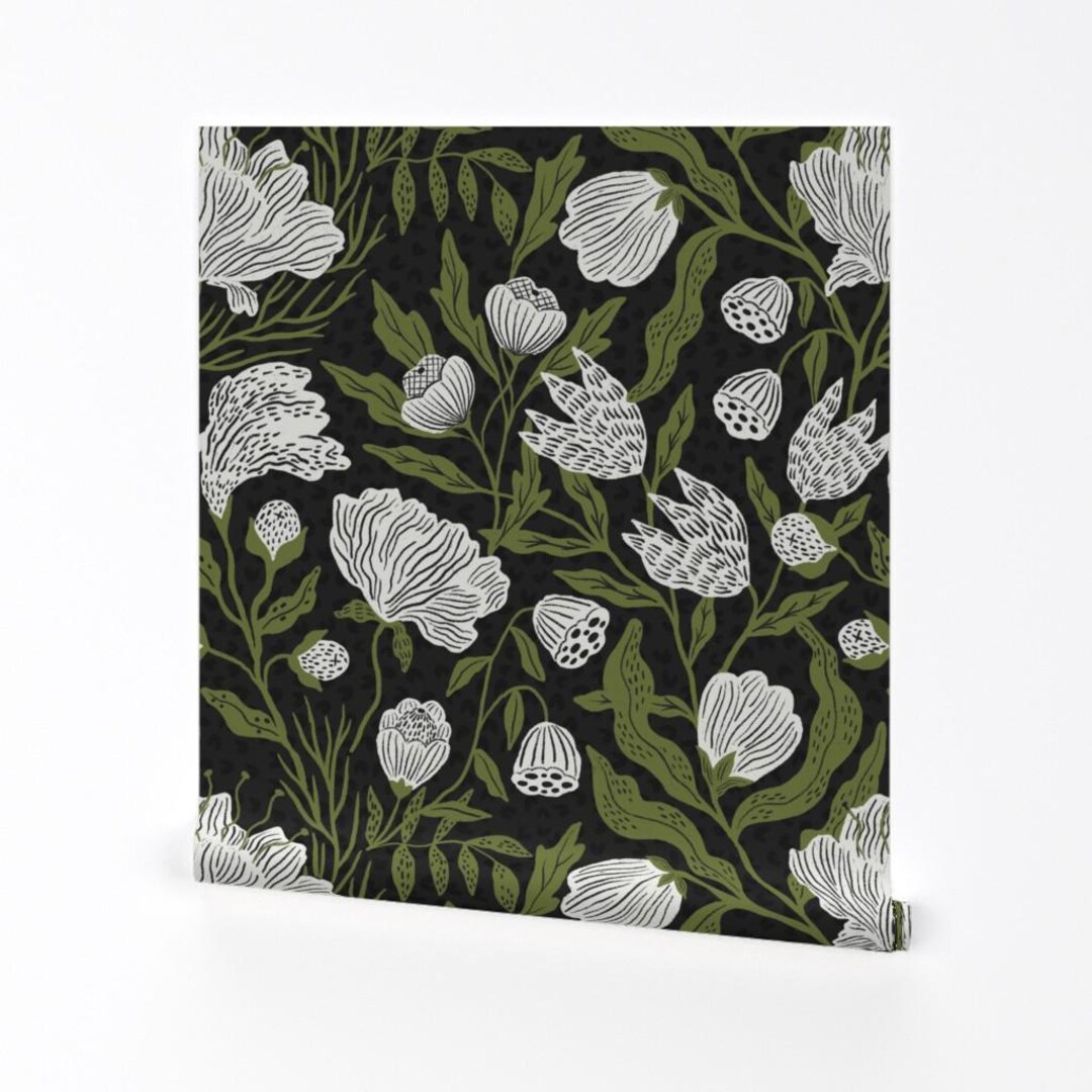 Boho Removable Peel and Stick Wallpaper - Floral Botanical Flowers ...