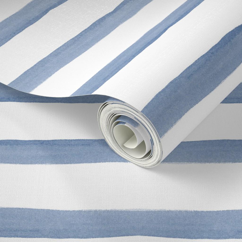 Blue Stripe Wallpaper - Blue Watercolor Stripes by ...