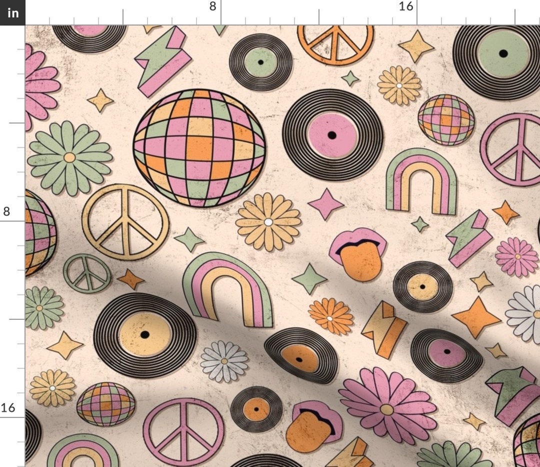 Disco Party Fabric Retro Disco Party by Squink_creative_studio Disco ...
