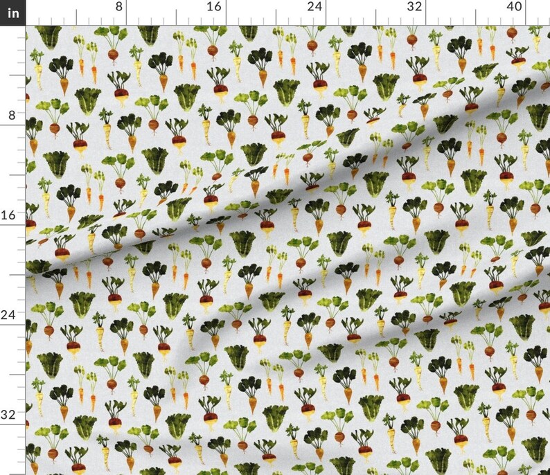 Vegetable Fabric Rustic Veggie on Grey by Littlearrowdesign - Etsy