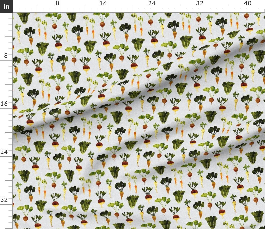 Vegetable Fabric Rustic Veggie on Grey by Littlearrowdesign | Etsy