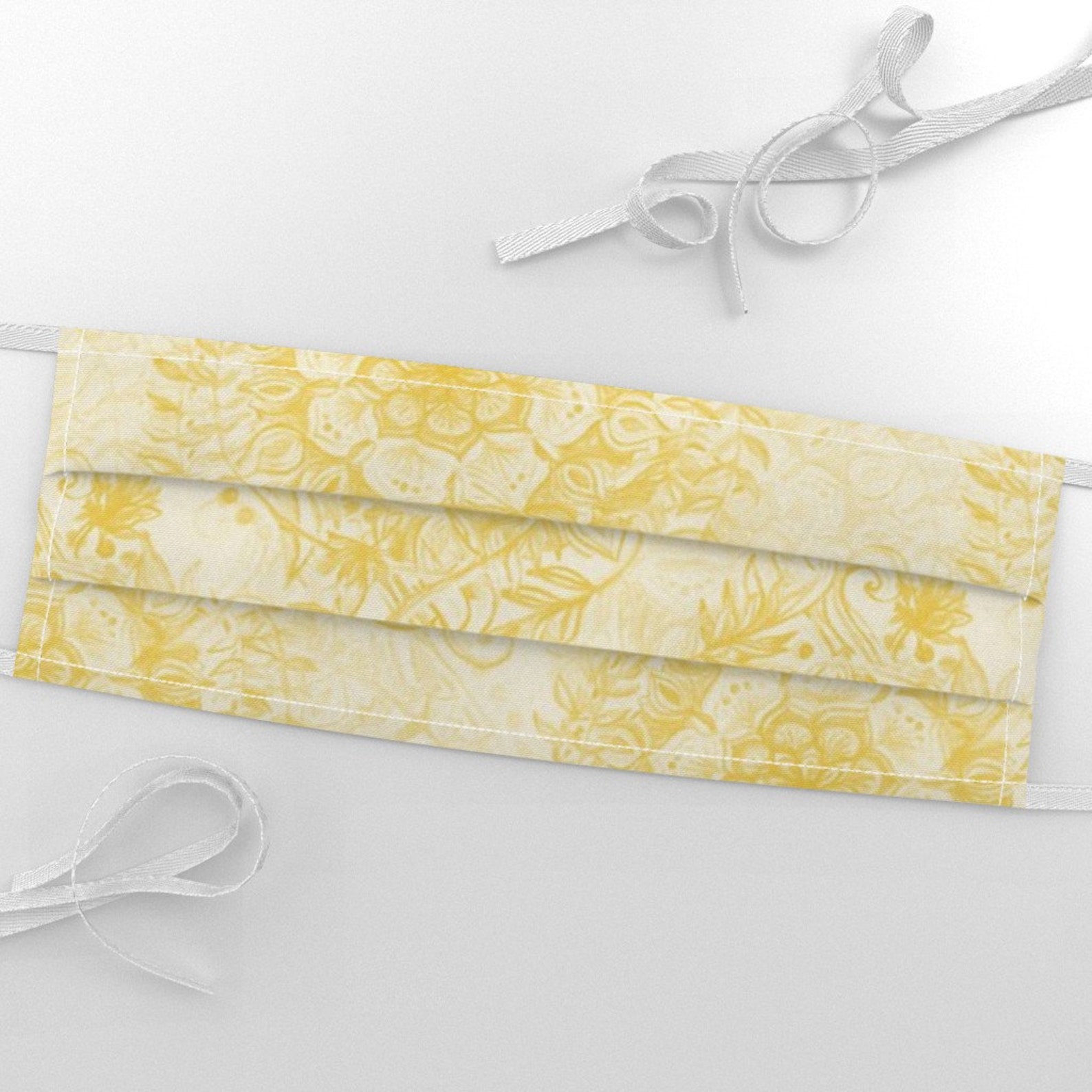 Mustard Fabric Messy Boho Floral in Mustard Yellow by - Etsy