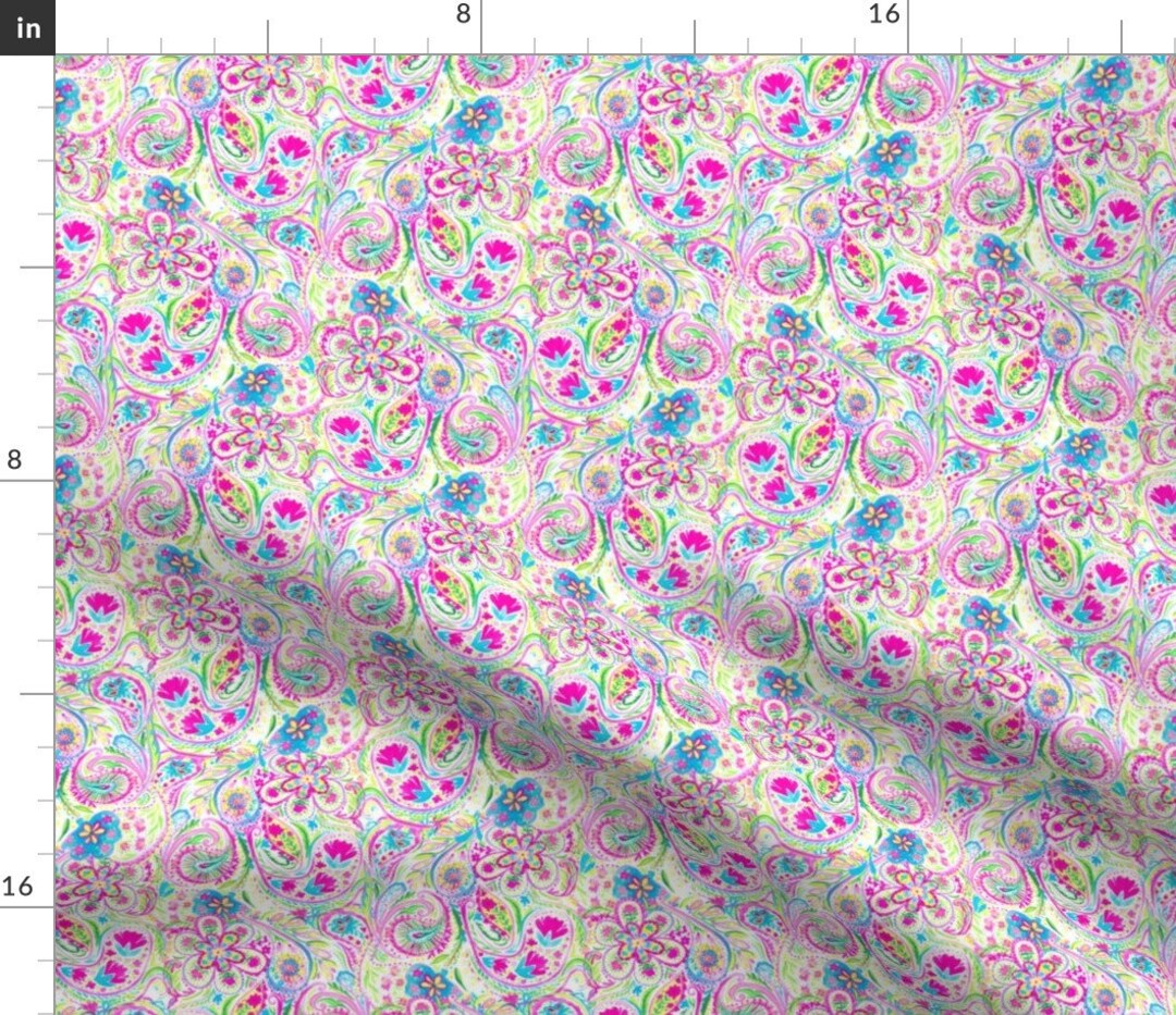 Colorful Spring Paisley Fabric Paisley Watercolor Brights by - Etsy