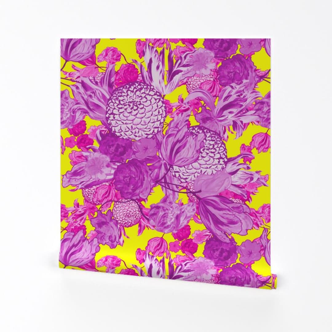 Floral Wallpaper - Orchid and Fuchsia by Peacoquettedesigns - Mod ...