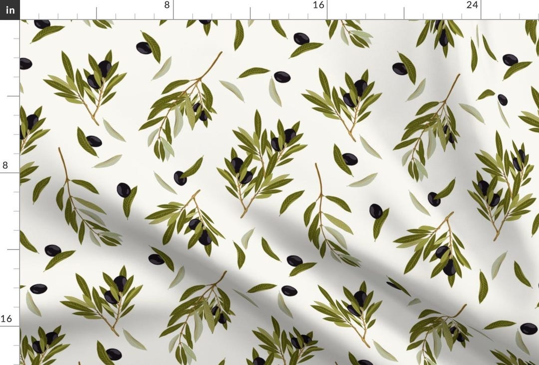 Black Olives Fabric - Olive Love by Onesweetorange - Botanical Green ...