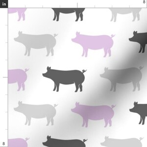 Purple Pig Fabric Multi Pigs Purple and Gray by Littlearrowdesign ...