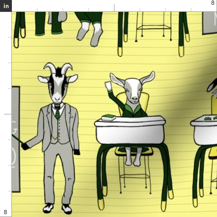 Goat School Fabric Kids These Days by Strangecharmdesign - Etsy