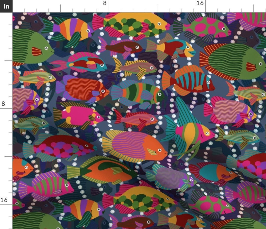 Fish Fabric Whimsical Tropical Fish by Willowbirdstudio - Etsy