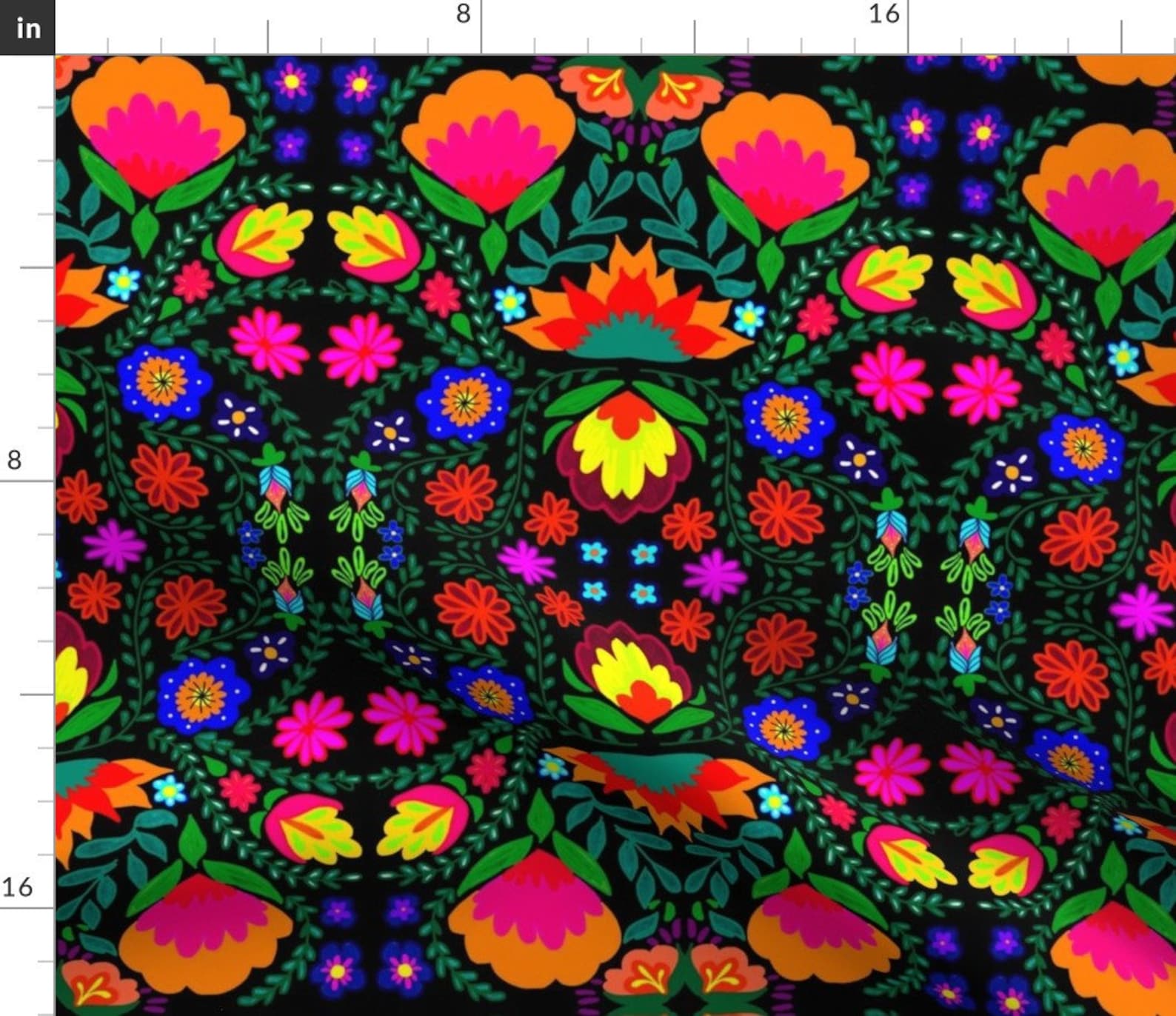 Mexican Folk Art Floral Fabric Fiesta by Napolicreates - Etsy