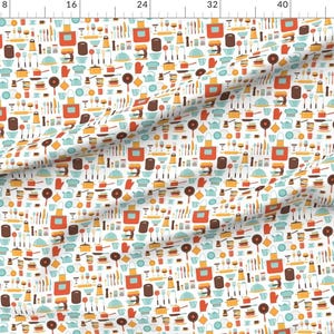 Kitchen Fabric - Chef's Delight by Sandityche- Mixer Glasses Pots Pans ...