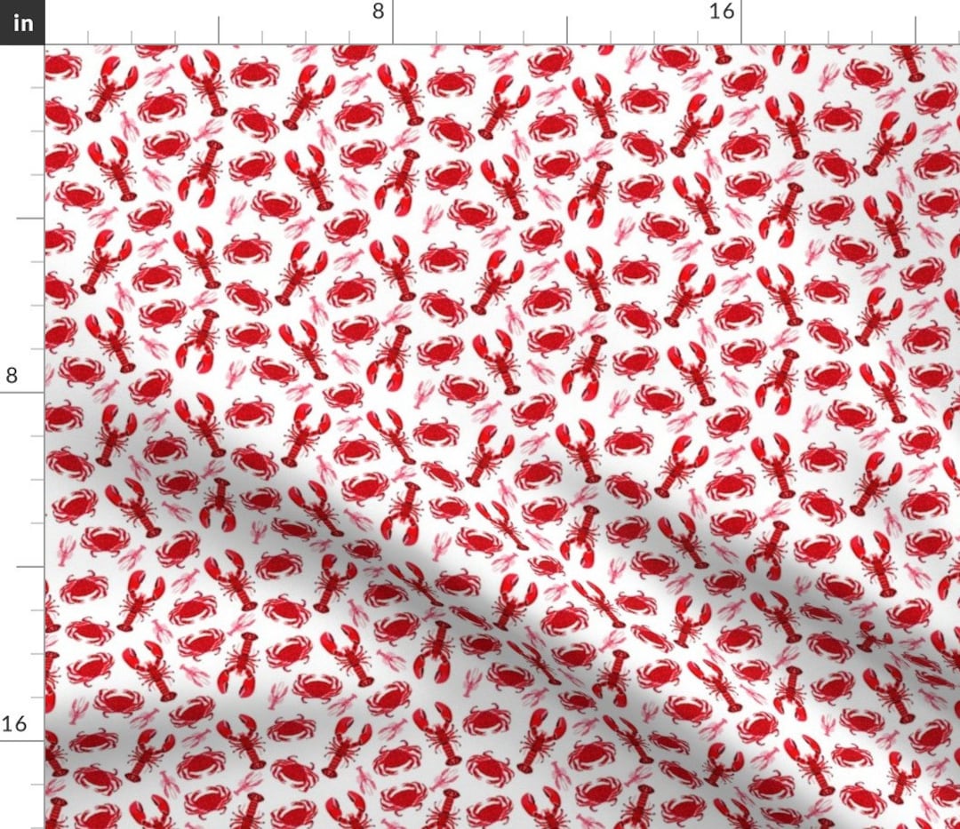 Crustacean Fabric Crabs and Lobsters by Andrea Lauren Red - Etsy