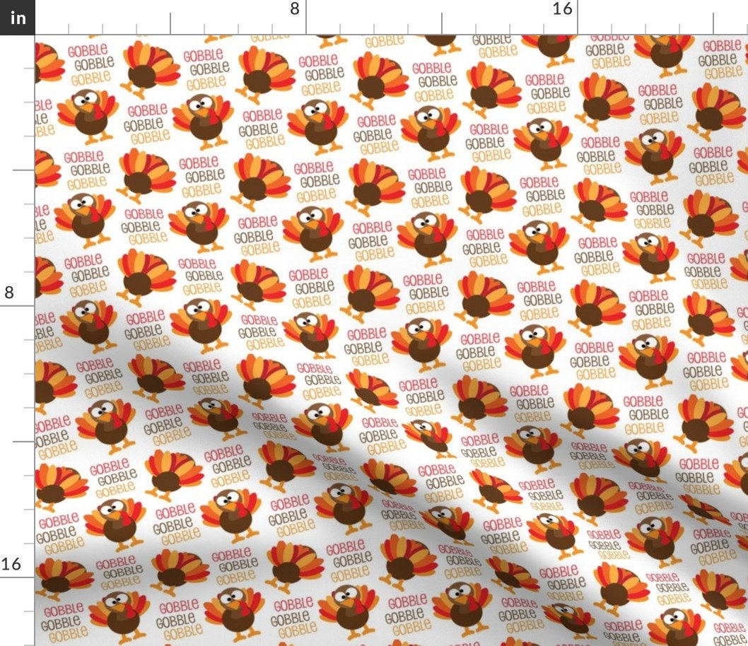 Gobble Turkeys Fabric Gobble Funny Turkey Thanksgiving by - Etsy UK