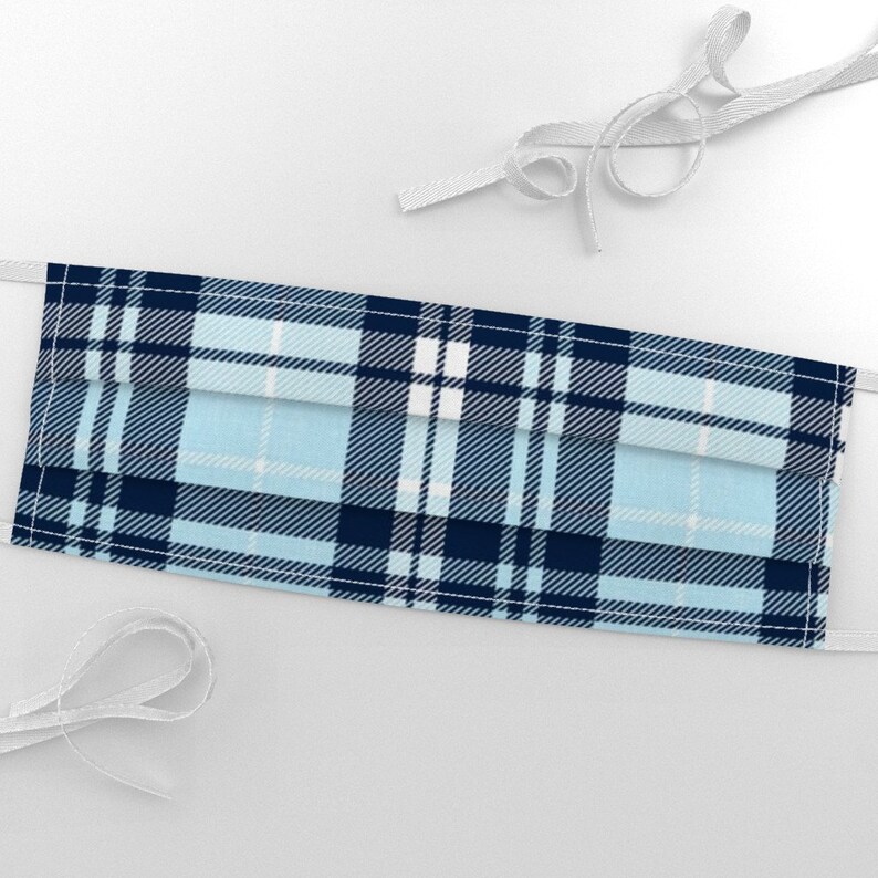 Blue Plaid Fabric Navy and Baby Blue Fall Plaid Golf | Etsy