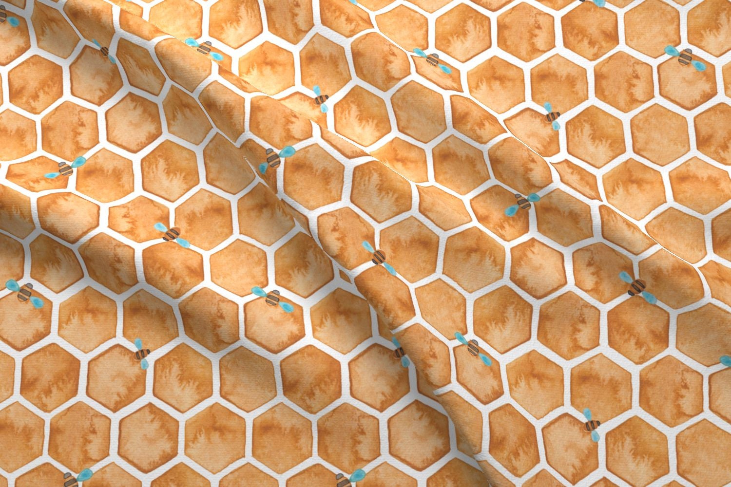 Honey Bee Fabric Honey Bee Hexagons. By Elena O'Neill | Etsy