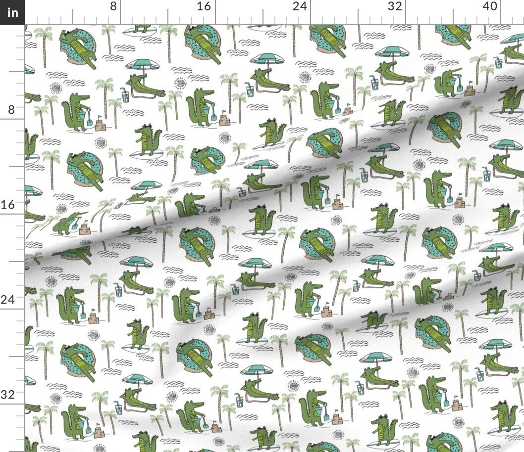 Alligator Fabric Alligator Vacation // Tropical Beach Gator - Etsy