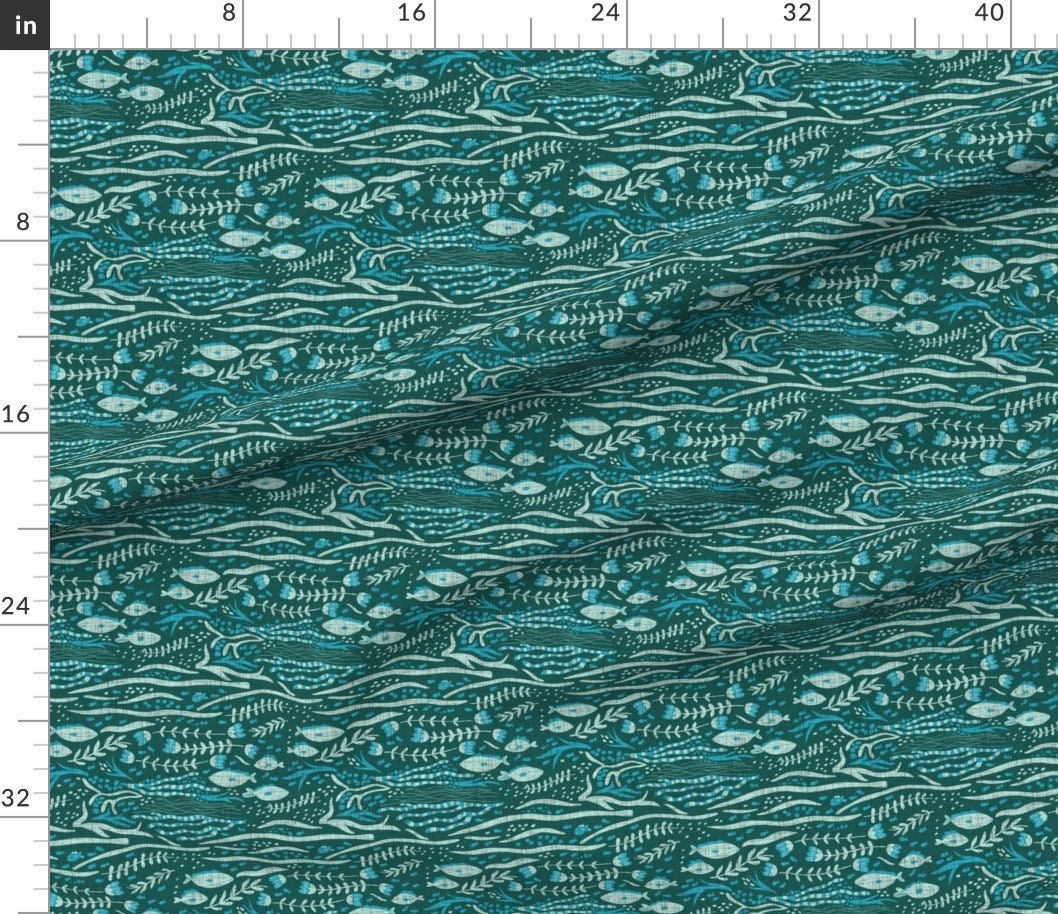 Underwater Green Seaweed Fabric Underwater World By | Etsy