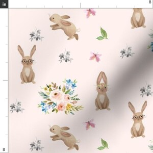 Spring Bunnies Fabric Spring Time Fun Bunnies / Pink by - Etsy
