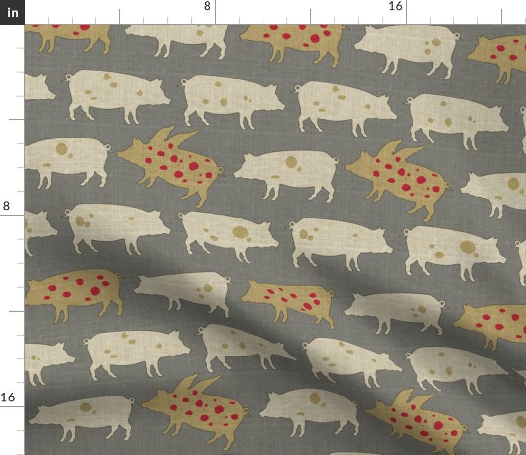 Pig Fabric Little Pigs Fly by Littlerhodydesign Farm Animal Country ...