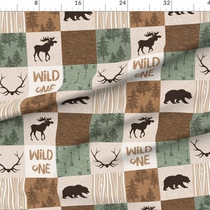 Hunting Fabric Wild One Quilt Bear Moose Deer Antlers by ...