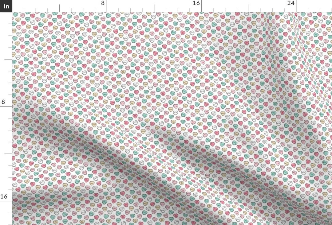 Conversation Hearts Fabric Conversation Candy Hearts Valentine Love ...