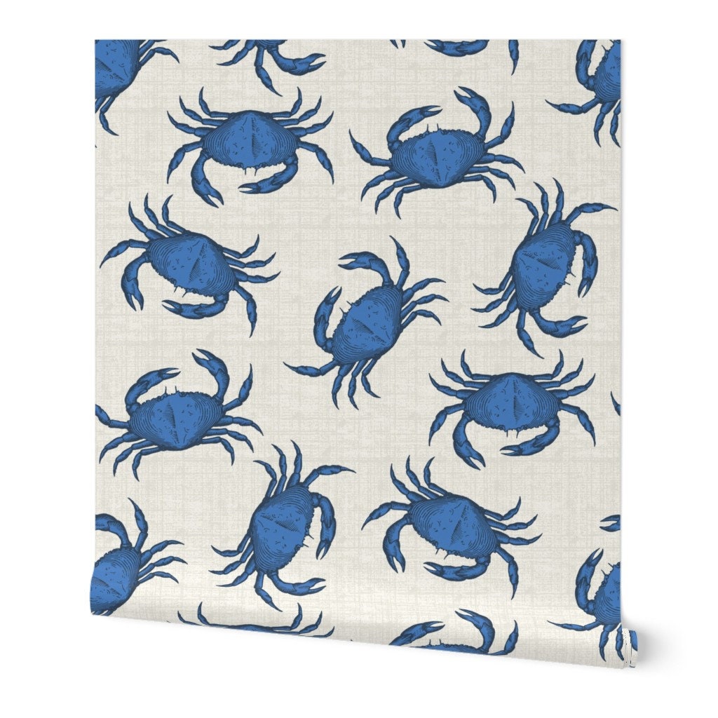 Crab Wallpaper Blue Crab by Littlerhodydesign Crab Blue - Etsy
