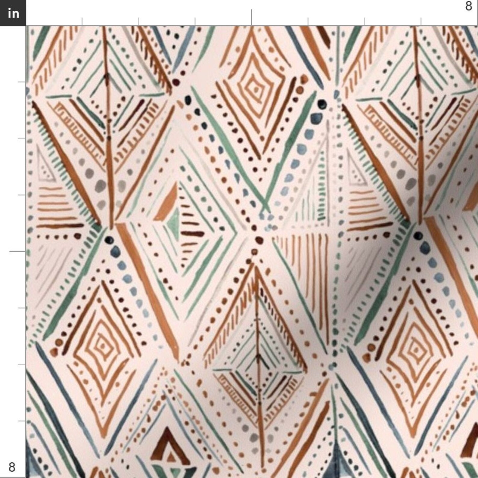 Peach Diamond Pattern Fabric Boho Diamond-vintage Peach by | Etsy