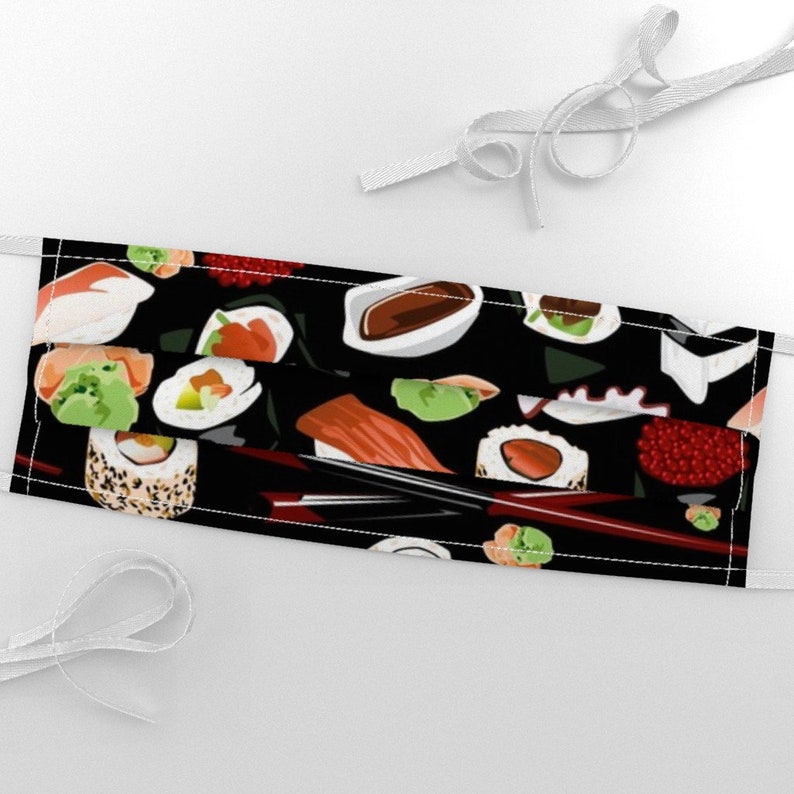 Sushi Fabric Sushirific on Black by Lyddiedoodles Maki - Etsy