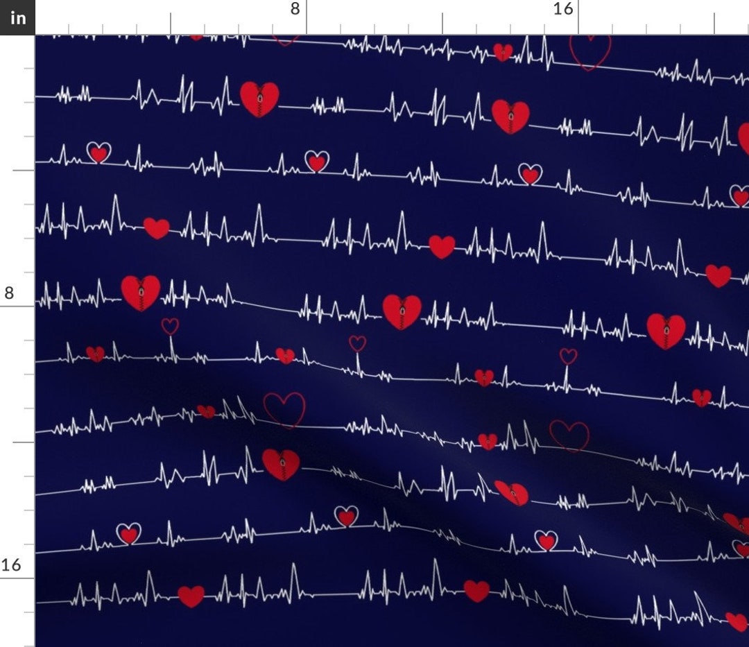 Beating Heart EKG Medical Fabric Zipper Open Heart Ekg - Etsy