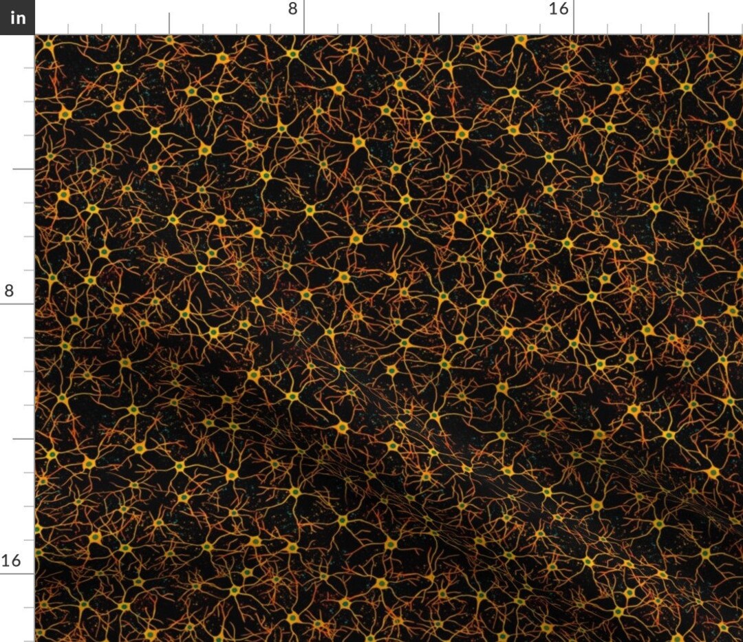 Astrocyte Orange Neurons Fabric Astrocytes in Warm Colors by - Etsy