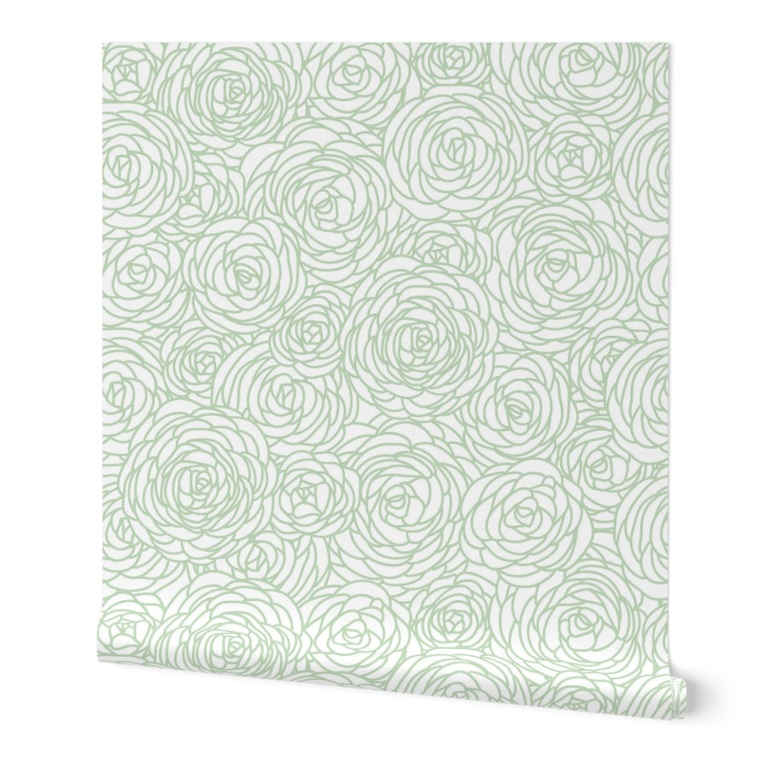 Floral Wallpaper Mint Green and White Vintage Floral Pattern - Etsy