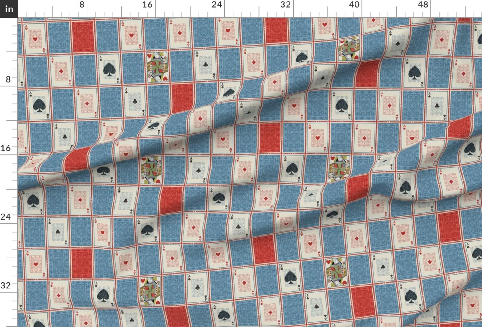 Playing Cards Fabric - Find the Lady by Spellstone - Playing Cards Game ...