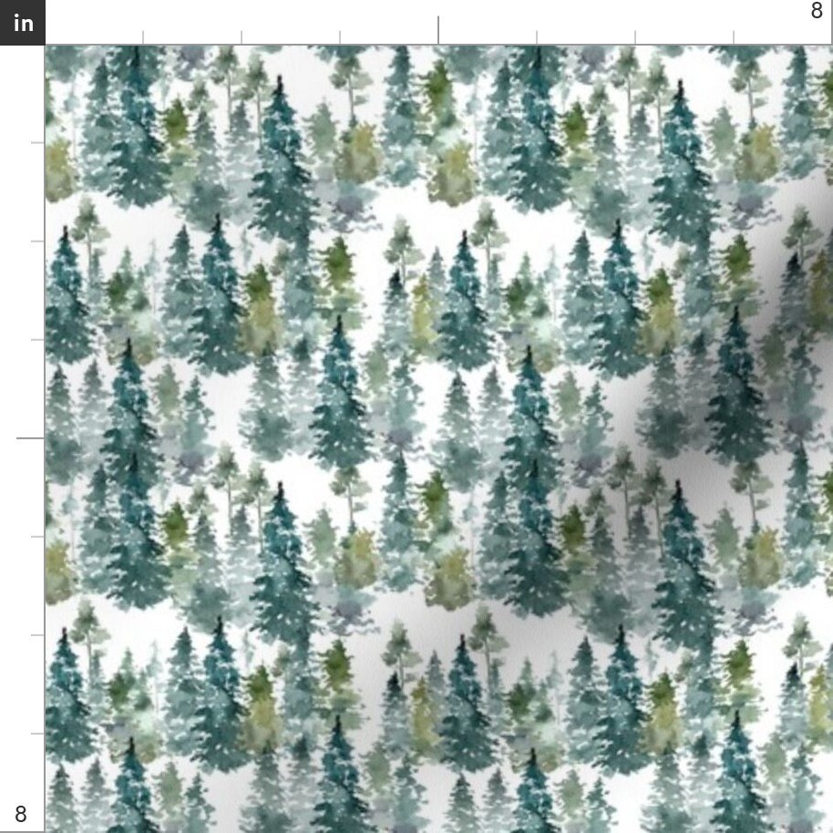 Forest Fabric Tiny Woodland Trees White by Shopcabin - Etsy