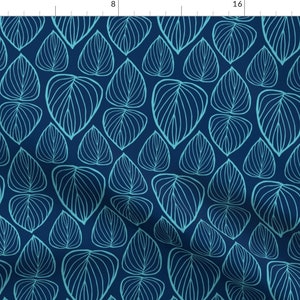 Modern Leaves Fabric Leaves Hippie Hostas Blue By | Etsy