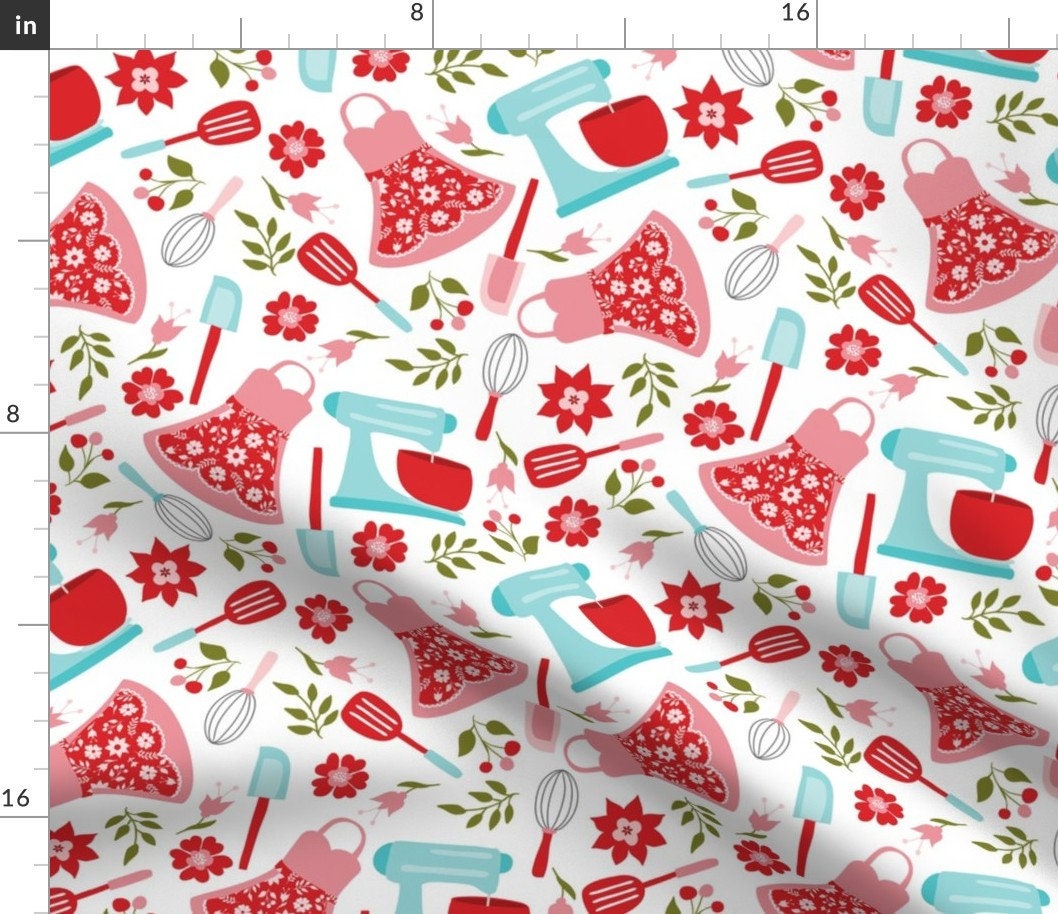 Kitchen Fabric retro Cottage Kitchen by Terrihenson Vintage - Etsy