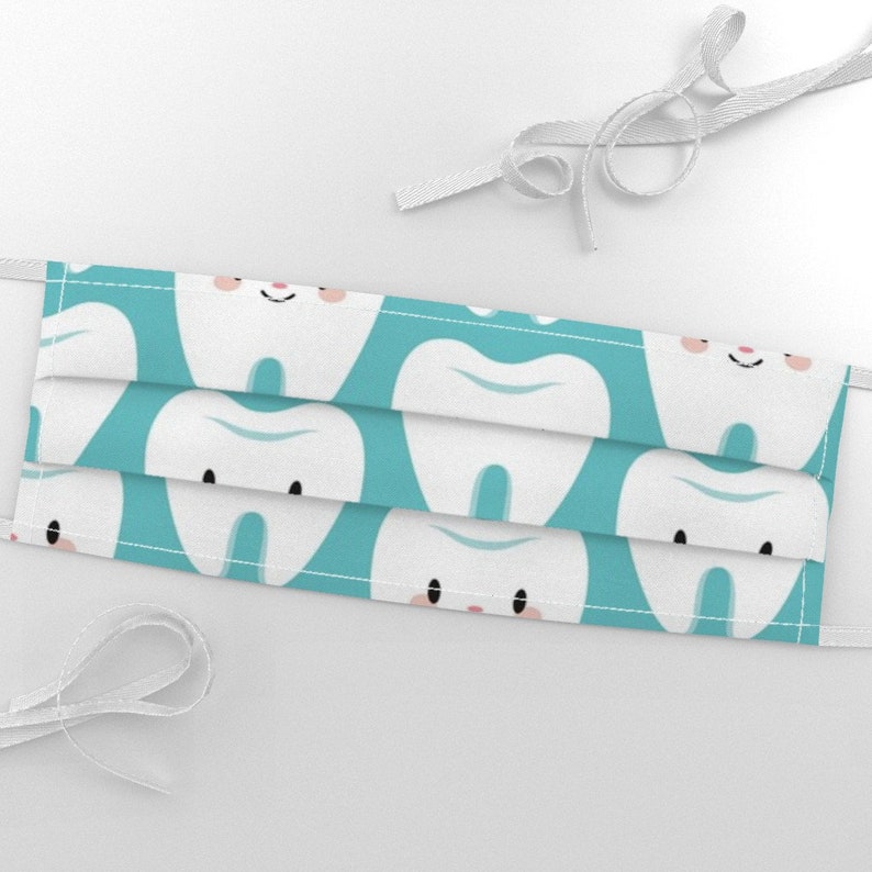 Blue Dentist Teeth Fabric Cute Molar Teeth Blue By | Etsy