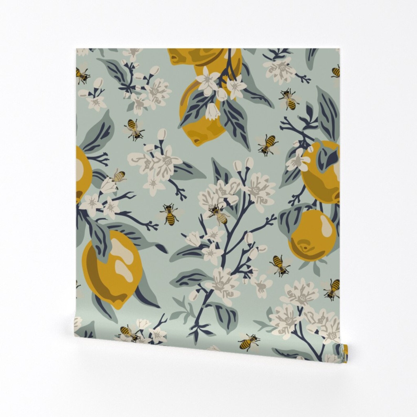 Bees and Lemon Wallpaper Bees and Lemons Jumbo by Fernlesliestudio ...
