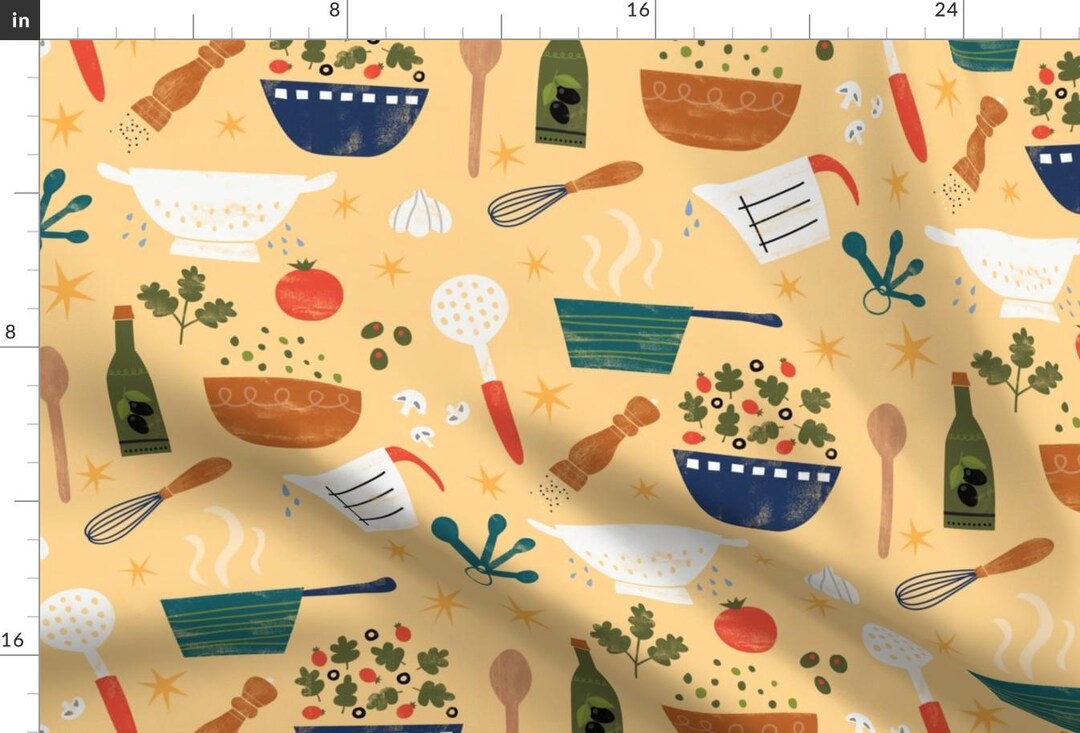 Cooking Fabric - Lets Cook by Designs by Lisa K - Kitchen Cotton Fabric ...