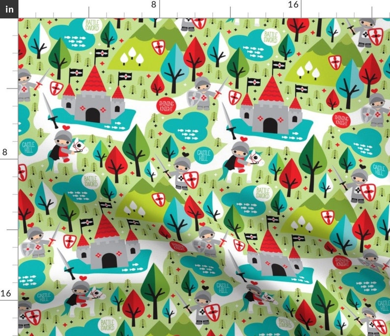 Knight Sword and Castle Pattern Fabric by Little Smile Makers - Etsy
