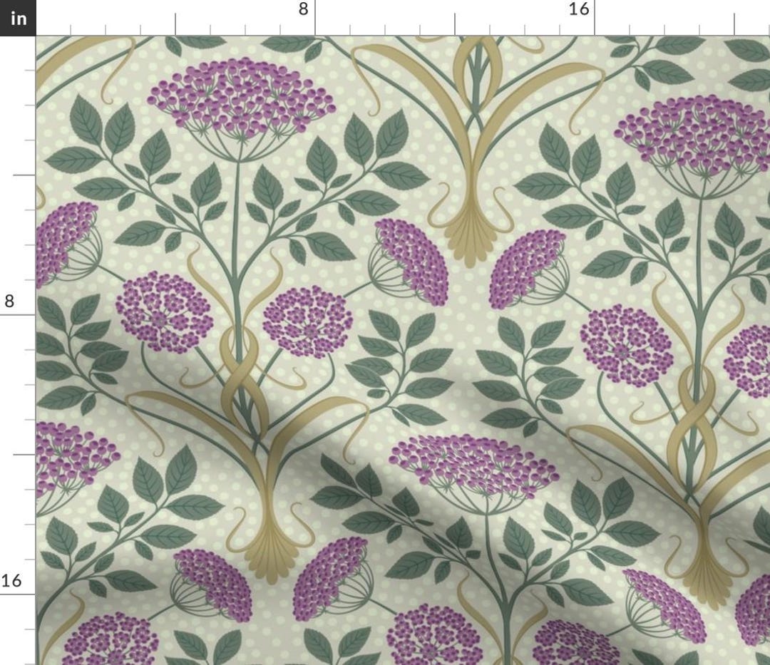 Purple Parsnip Fabric Angelica Gigas by Ekpdesign Wildflower Damask ...