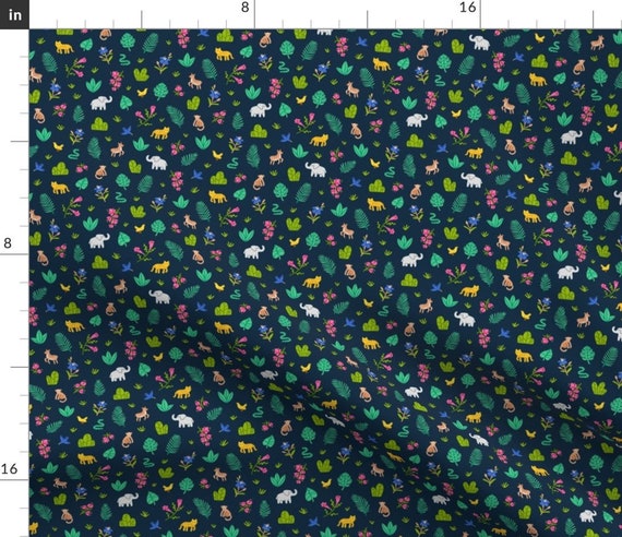 Wild Animal and Plant Fabric Jungle Wildlife Pattern by | Etsy