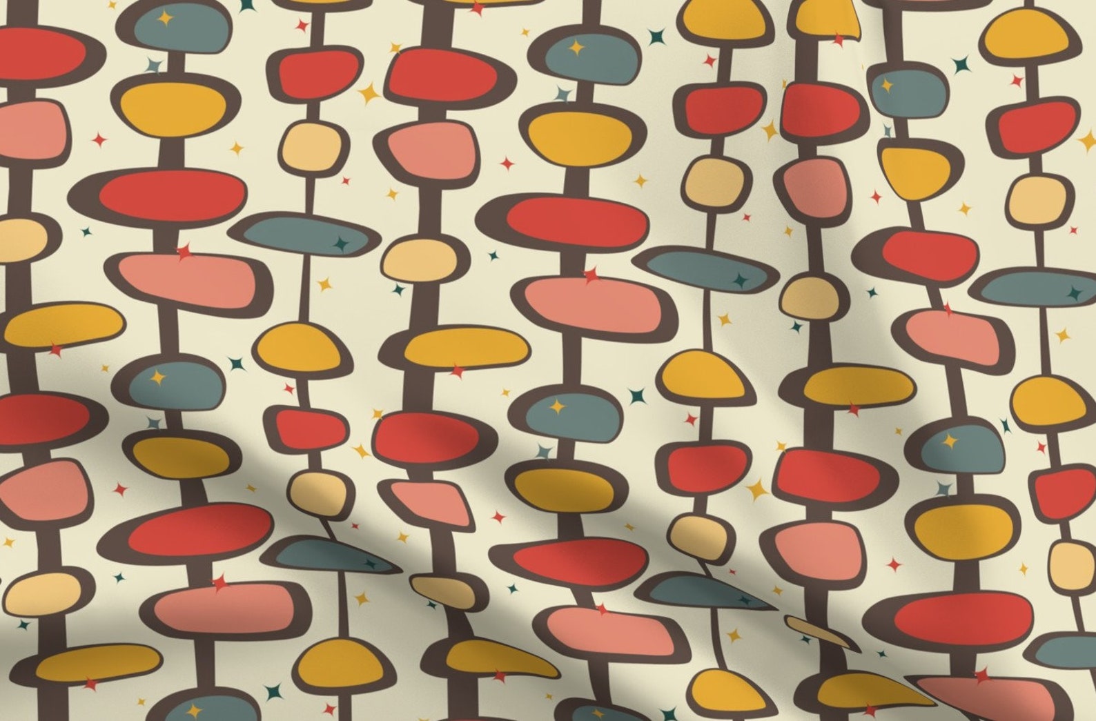 Geometric Fabric Mid-Century Modern Bead and Star By | Etsy