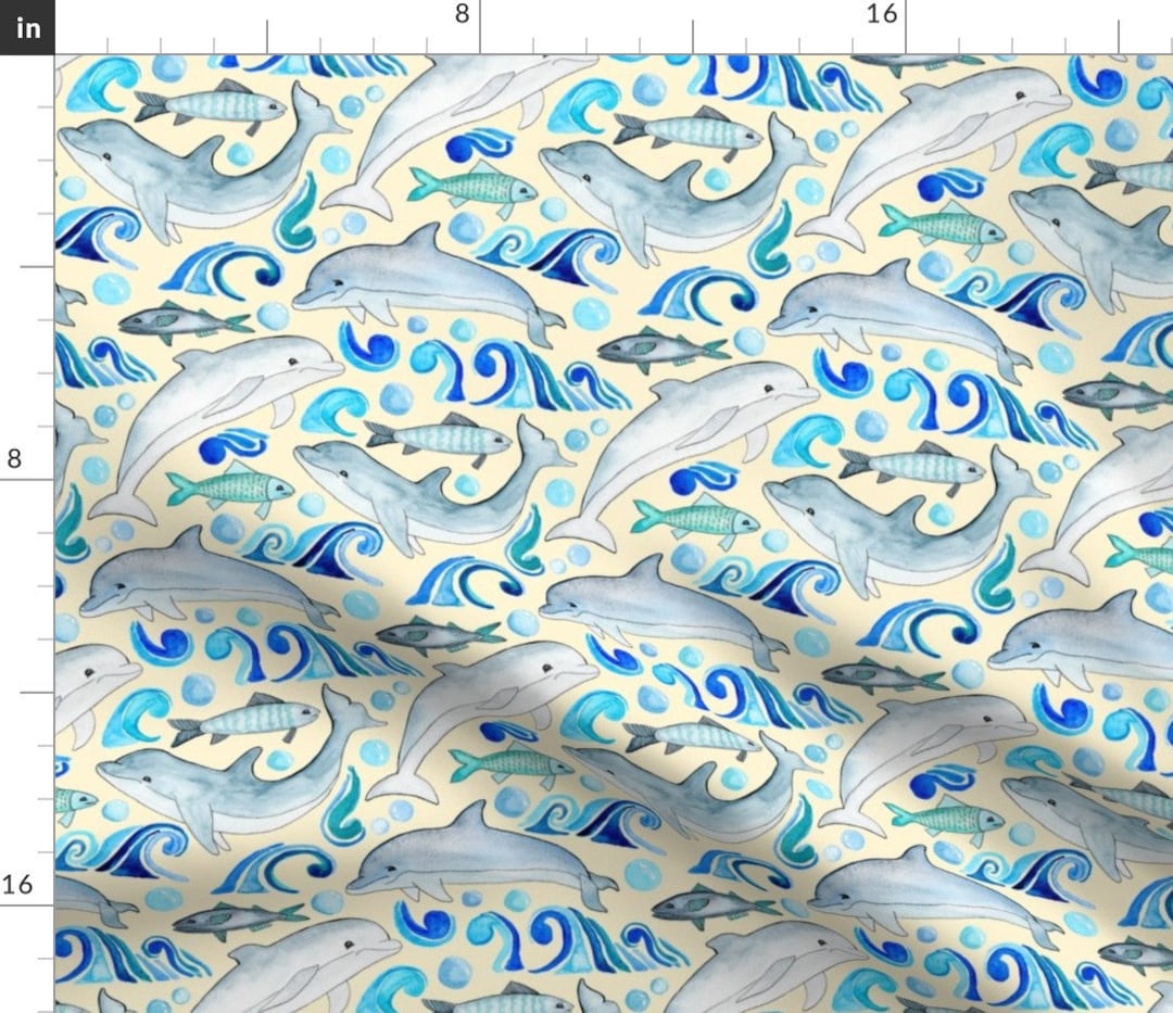 Dolphins Fabric Dolphin Frolic Large Scale by Tangerine-tane Marine ...