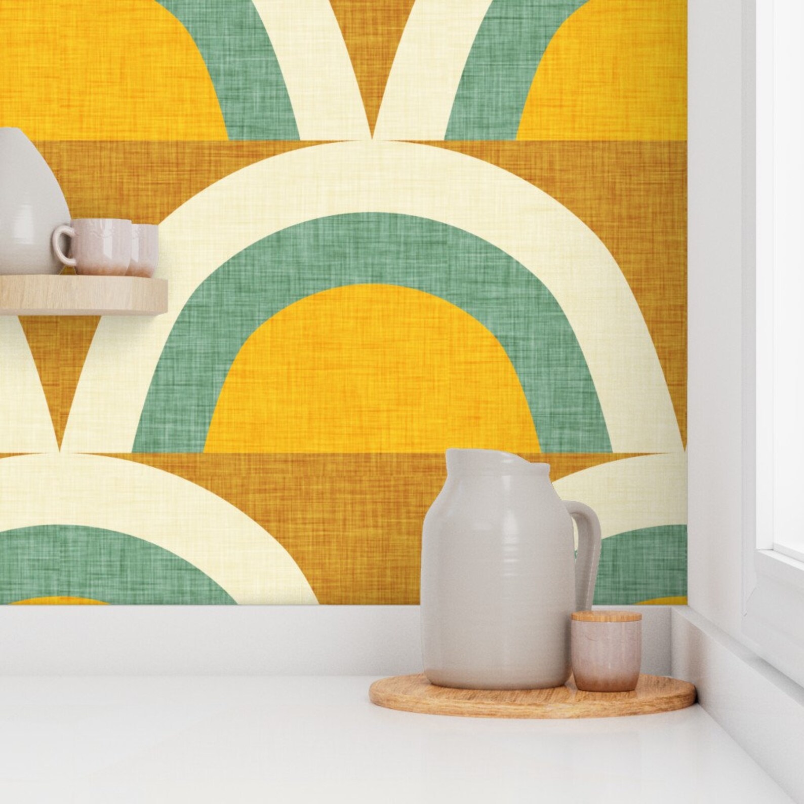 Mid Century Modern Wallpaper New Mid Mod Rainbow Magic by - Etsy
