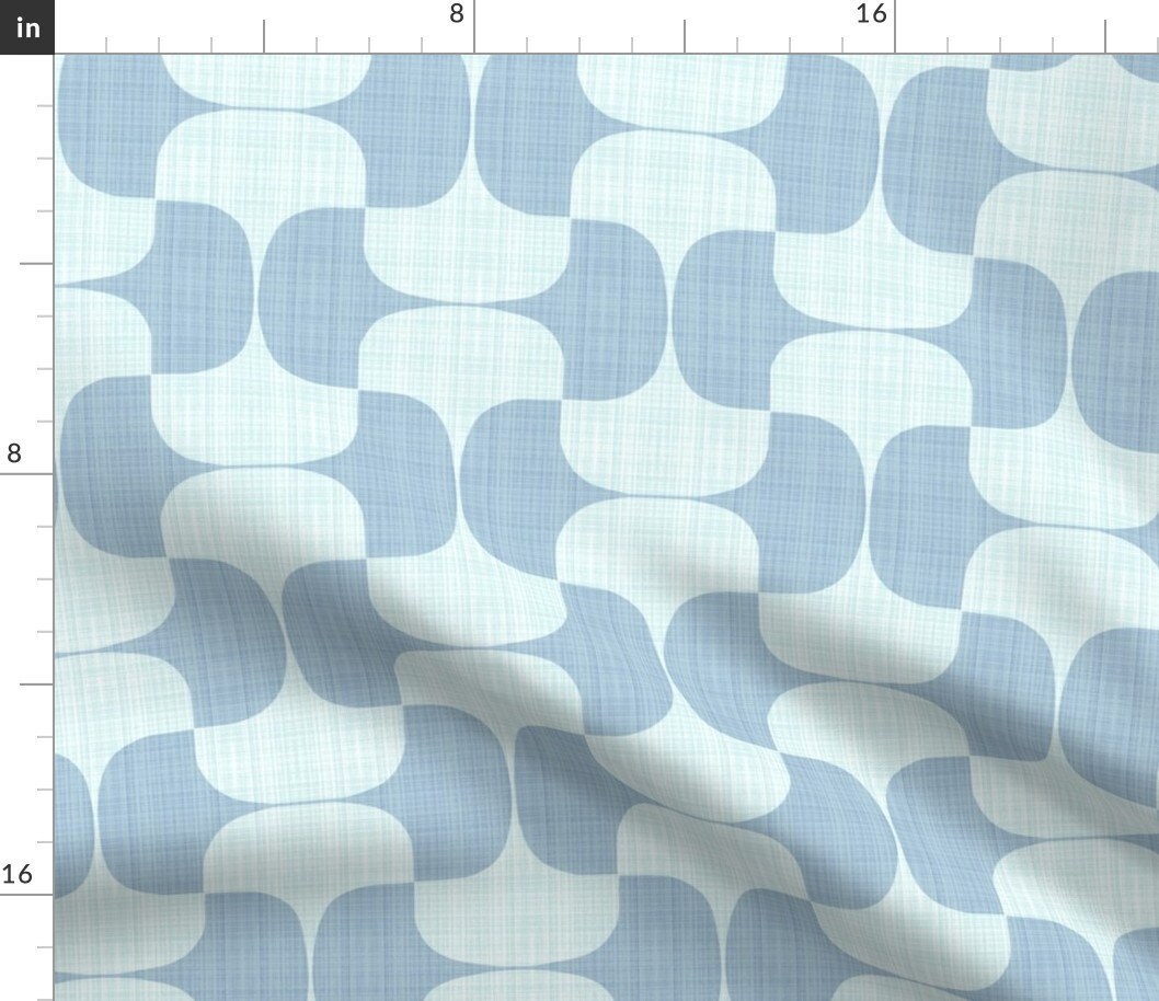 Mid Century Modern Fabric Mod Sky Blues Tessellate By Wren | Etsy