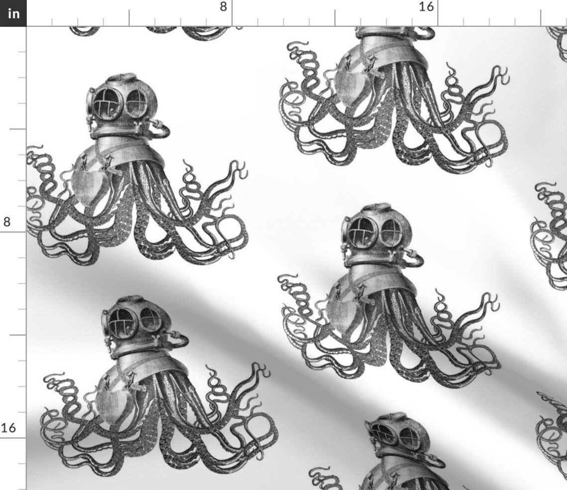 Vintage Deep Sea Diver Fabric Deep Sea Diver by Shopcabin - Etsy