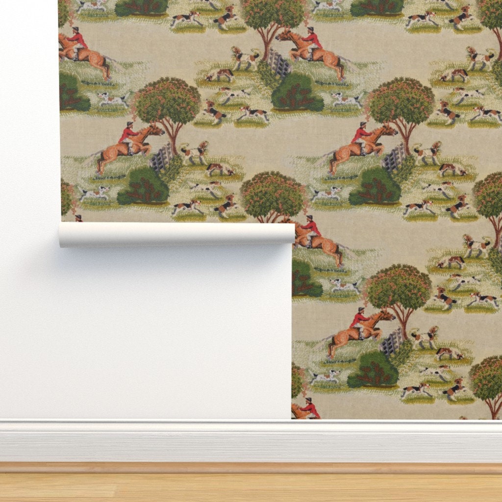 Fox Hunting Wallpaper A Crewel Hunt by Eclectic House - Etsy