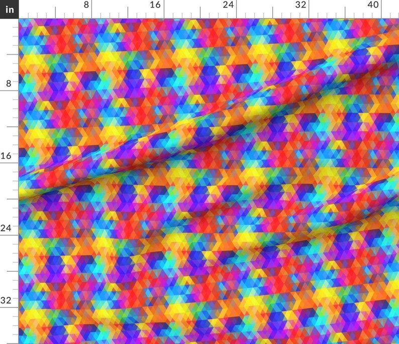 Abstract Rainbow Fabric Abstract Rhombus. Geometric Rainbow - Etsy