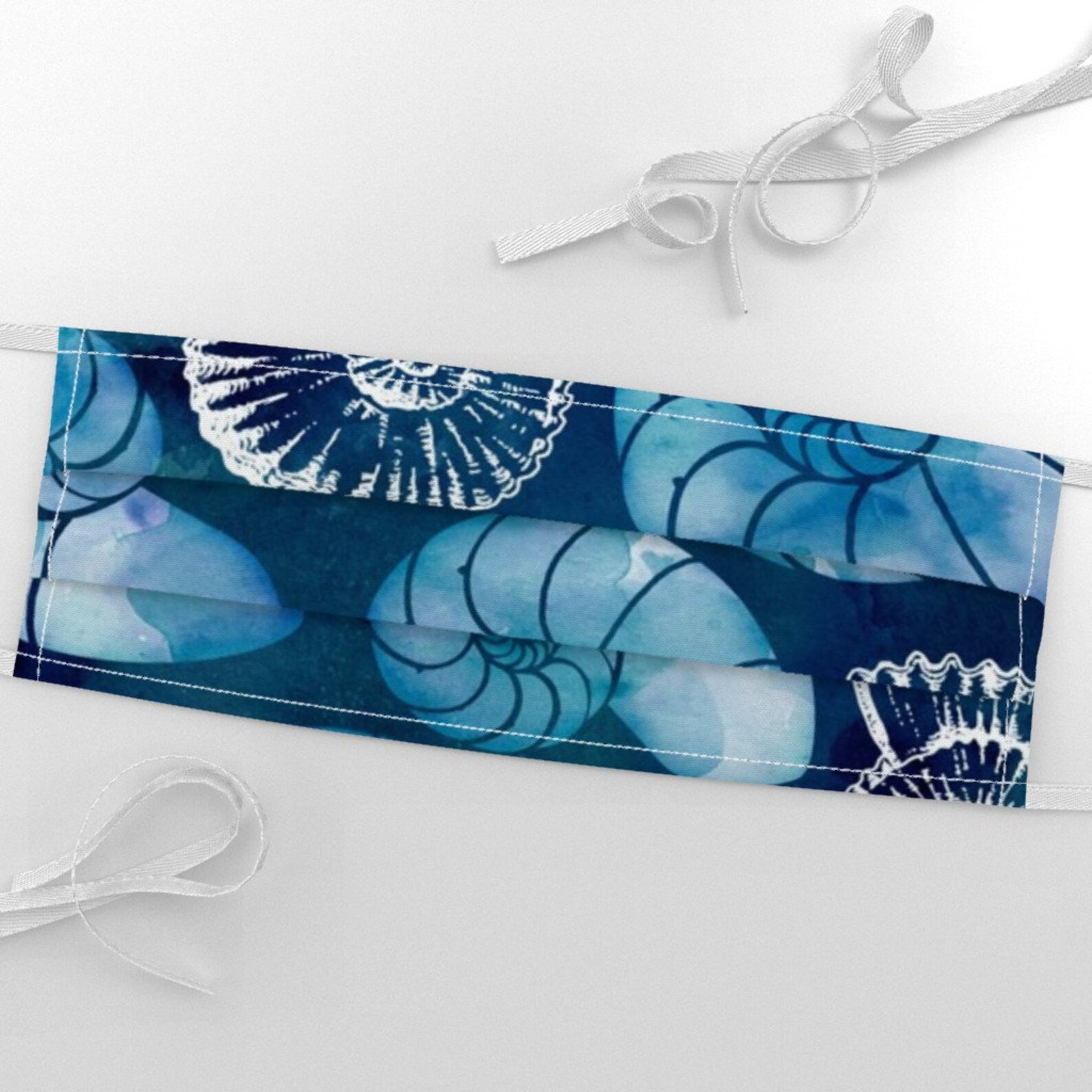 Watercolor Nautilus Fabric Nautilus Fossils in Sapphire Blue | Etsy