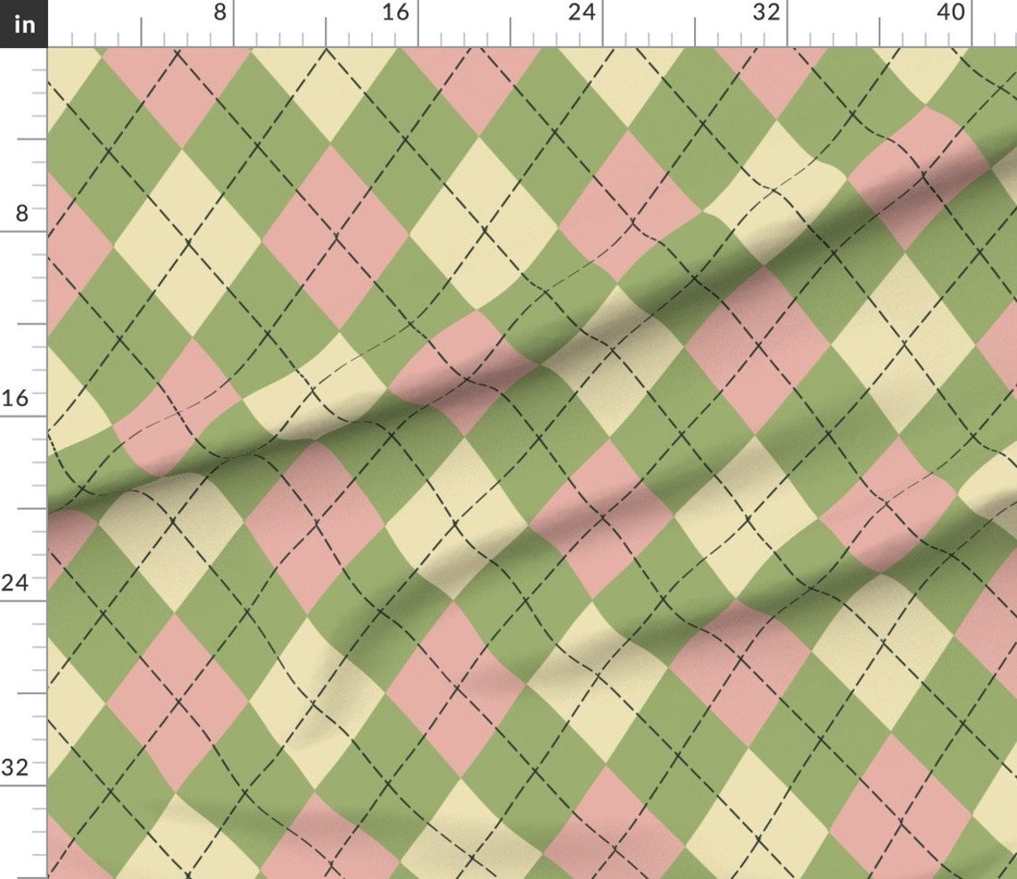 Preppy Argyle Fabric Verdant Argyle By Adventures Of | Etsy